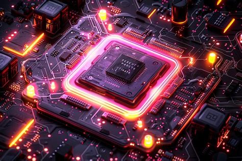 Premium Photo Hardware Chip Isolated On Black Background Electrical Circuit Board Rendering