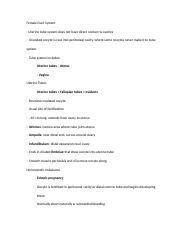 Female Duct System Docx Female Duct System Uterine Tube System Does Not Have Direct Contact