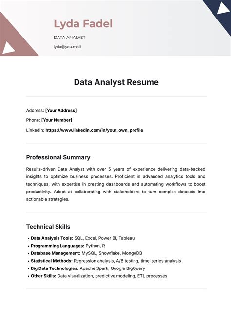 free data analyst resume template to edit online