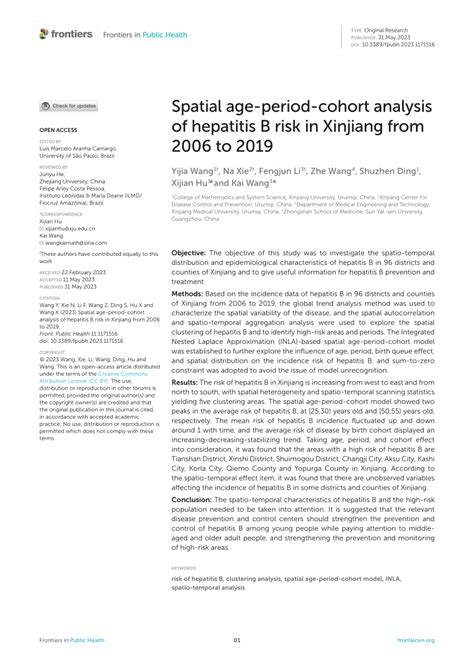 Pdf Spatial Age Period Cohort Analysis Of Hepatitis B Risk In