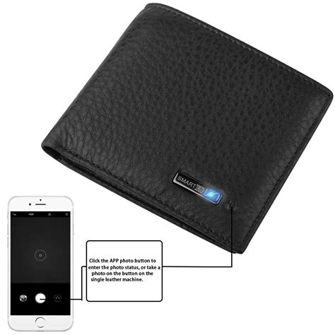 1pc Mens Genuine Leather Billfold Smart Wallet Bifold Wallet Bluetooth Gps Tracking Anti Lost