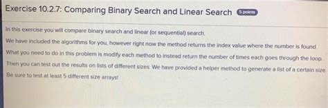 solved exercise 10 2 7 comparing binary search and linear