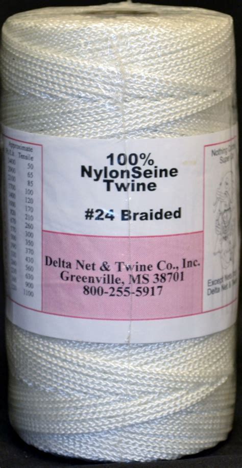 White Braided Nylon Twine Size 24 Approx 700 Ft Lb 1 Pound Spool Delta Net And Twine
