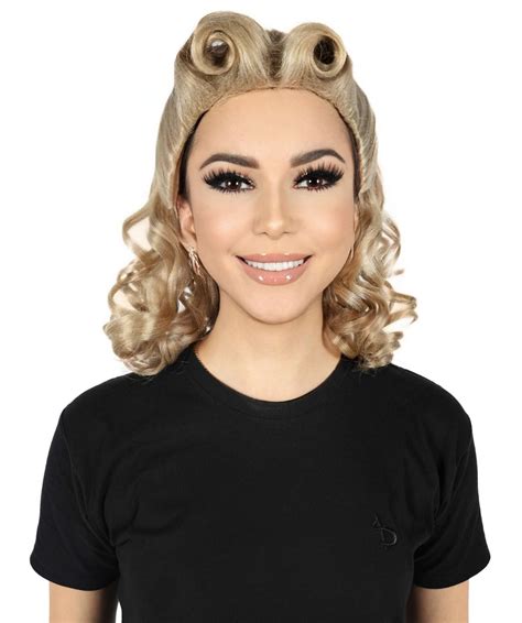 Hpo Adult Women 40s Sweetheart Blonde Wig Classic 1940s Curls For Vi