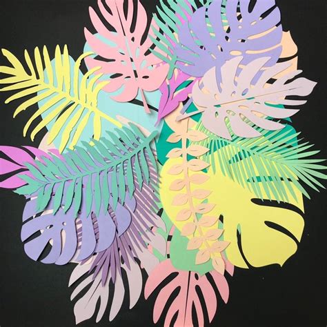 Tropical Paper Leaves Cut Outs Pack Of 22 Assorted Leaves In 10 Inches