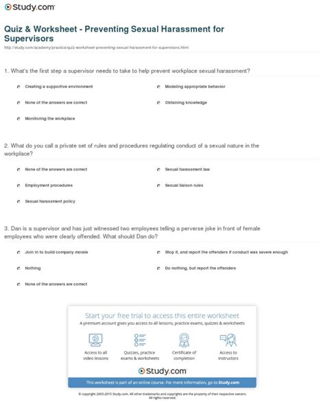 Harassment Lesson Plans Worksheets — Db