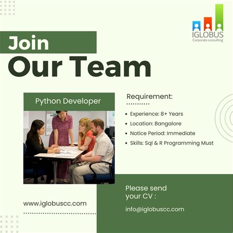Iglobus Corporate Consulting Pvt Ltd On Linkedin Pythondeveloper Rprograming Bangalorejobs