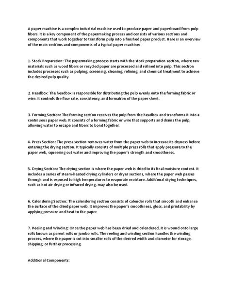 A Paper Machine Is A Complex Industrial Machine Used To Produce Paper