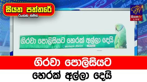 ගිරවා පොලිසියට හෙරක් අල්ලා දෙයි Youtube