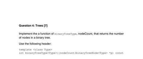 Solved Implement The A Function Of Binarytreetype