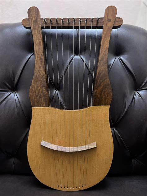 Vintage Inspired Old World Lyre Harp Handcrafted Wooden Design With 10 Metal Strings Includes