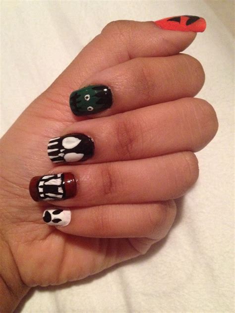 Halloween Nails Halloween Skull Print Rings Beetlejuice Toenails