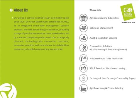Fact Sheet The Leading Agri Warehousing Commodity Faciliation Company