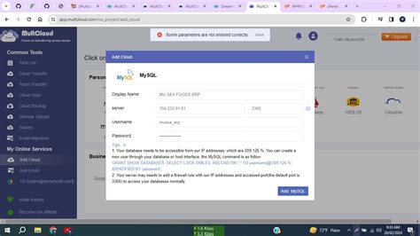 Cant Connect To Mysql Showing Some Parameters Are Not Entered Correctly — Multcloud