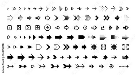 pixel 8 bit arrow vector set collection of direction arrows isolated