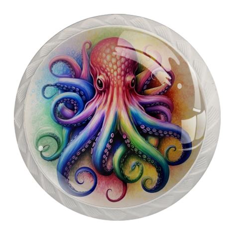 4 Pcs Round White Knobs For Kitchen Cabinet Cupboard Dresser Bookcase Octopus Drawer Pulls