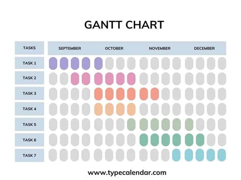 Free Printable Gantt Chart Templates Excel Word PDF Monthly Maker