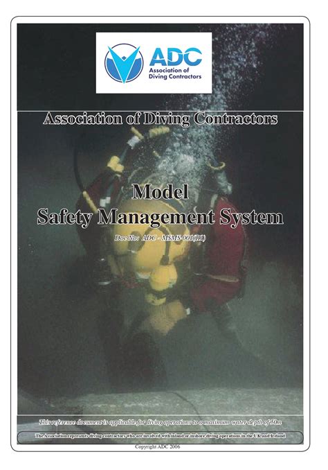 Mf 001 Model Safety Management System Association Of Diving Contractors