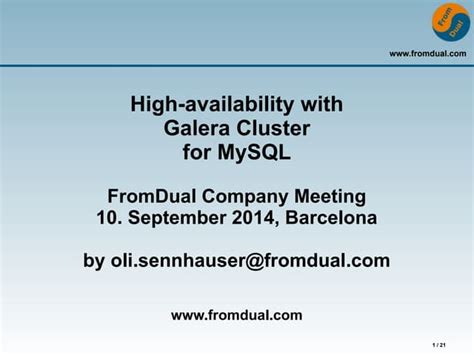 High Availability With Galera Cluster For Mysql Ppt