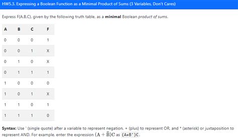 Solved Hw53 ﻿expressing A Boolean Function As A Minimal