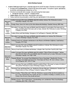 MLA Formatting Handout By Jonah Francis Teachers Pay Teachers