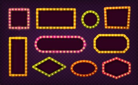 전구 프레임 램프 프레임 축제 장식과 메이크업 거울 Marquee 간판 축제 영화관 브로드 웨이 극장 또는 서커스 정확한 벡터 복고풍 배너 무대 뒤에 대한 스톡 벡터 아트