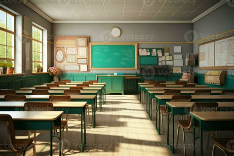 Ai Generated Interior Of Classroom Empty Education Concept Ai