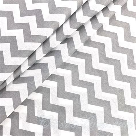Cotton Poplin Fabric Zigzag Gray For Modern Decoration