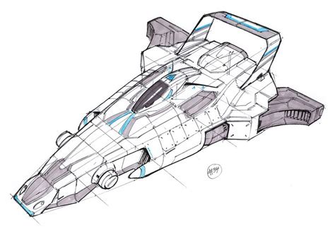 Futuristic Spaceship Concept Art Simple Space Ship Sketch Sci Fi