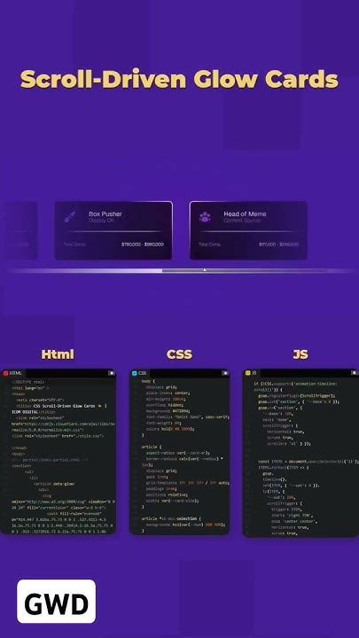 Scroll Glow Card Css Coding Code Javascript Webproject Webdesign