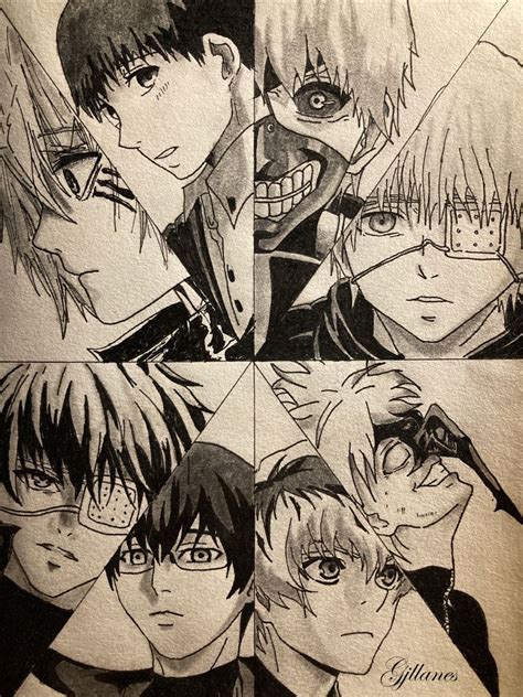 Tokyo Ghoul Ken Kaneki Stages Sketch Kaneki Drawing Tokyo Ghoul