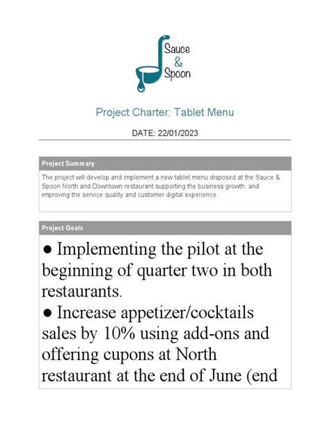 R6pck Q7q2uj3cv0o3nruw Activity Template Project Charter Pdf Menu Restaurants