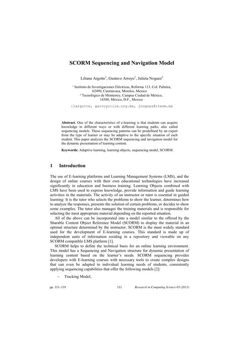 Pdf Scorm Sequencing And Navigation Model