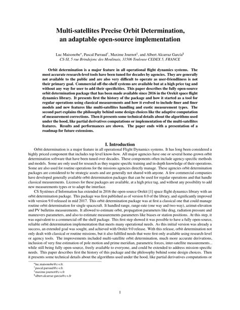 [pdf] Multi Satellites Precise Orbit Determination An Adaptable Open Source Implementation