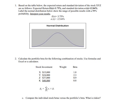 Solved Based On The Table Below The Expected Return And Chegg