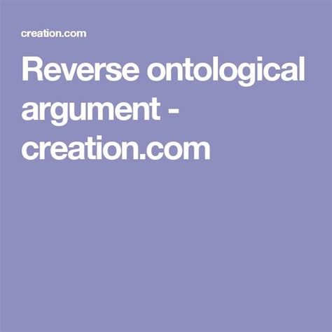 Reverse Ontological Argument Argument Reverse Apologetics