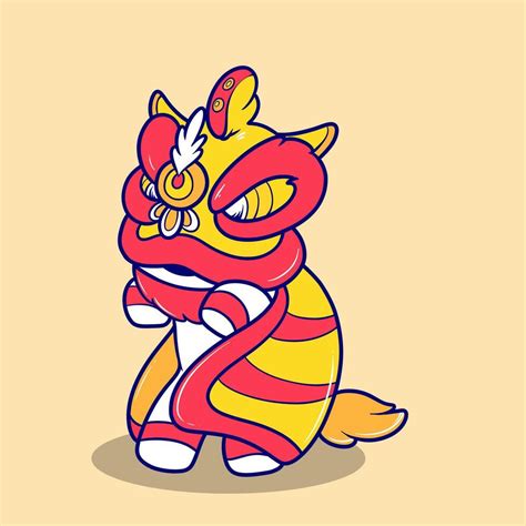 Cute Traditional Chinese Lion Dance Cartoon 47585896 Vector Art At Vecteezy