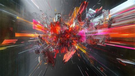 Abstract Explosion Of Colors And Shapes Creating A Dynamic Visual Experience Stock Illustration