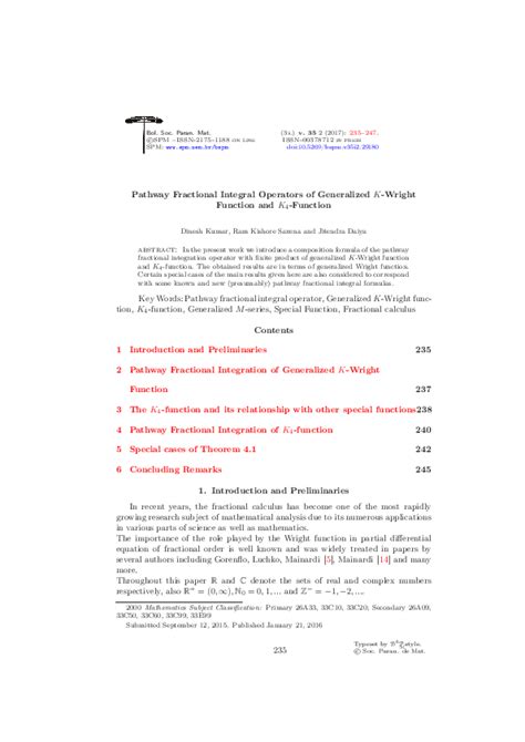 Pdf Pathway Fractional Integral Operators Of Generalized K Wright Function And K 4 Function