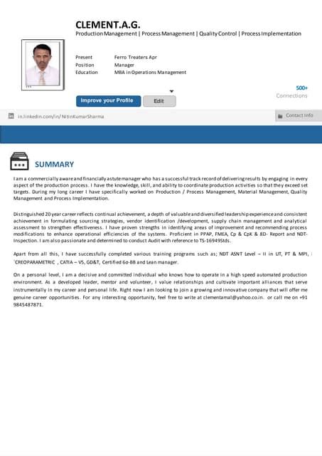 Resumeclementlinkedin Profilesenior Level Pdf