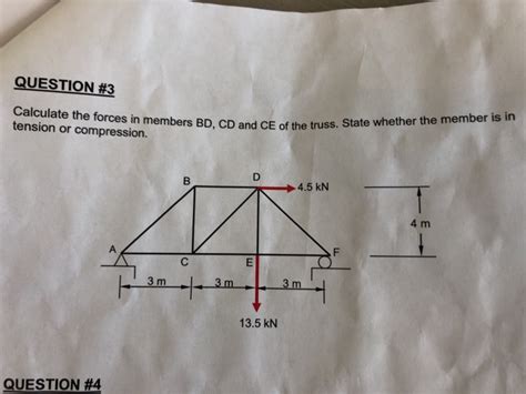 Solved Question 3 Calculate The Forces In Members Bd Cd