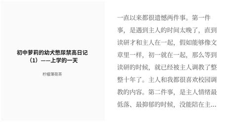 R 18 调教 校园 初中萝莉的幼犬憋尿禁高日记 柠檬薄荷茶の小説 Pixiv