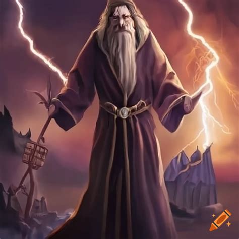 Wizard Casting A Lightning Spell On Craiyon