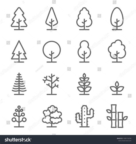 Tree Vector Line Icon Set Contains Stock Vector Royalty Free 1300176790 Shutterstock
