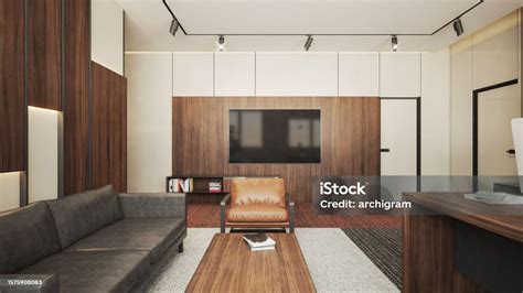 이사실 인테리어 디자인 사무실의 컴퓨터 생성 이미지입니다 건축 시각화 3d 렌더링 스톡 사진 최고 경영인에 대한 스톡 사진 및 기타 이미지 Istock