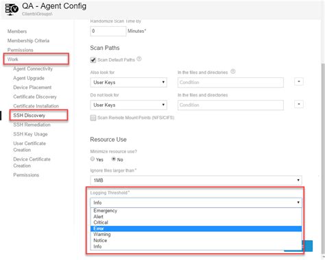 Logging Thresholds For Agent Related Log Items