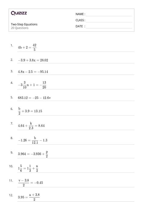 50 Two Step Equations Worksheets For 7th Grade On Quizizz Free Worksheets Library