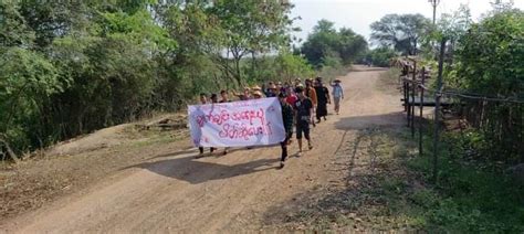 ယင်းမာပင် ဆားလင်းကြီး ရွာပေါင်းစုံသပိတ်က စစ်တပ် ကျရှုံးရေး ဆန္ဒပ