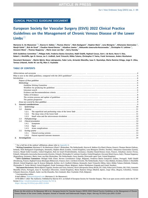 Pdf European Society For Vascular Surgery Esvs 2022 Clinical