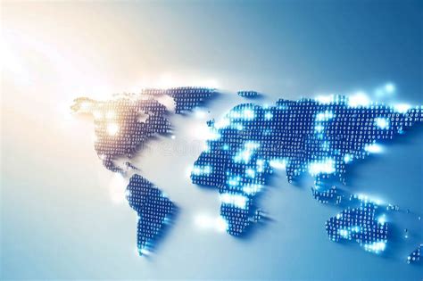 This Abstract Shows A World Map In Binary Symbolizing Digital Tech And